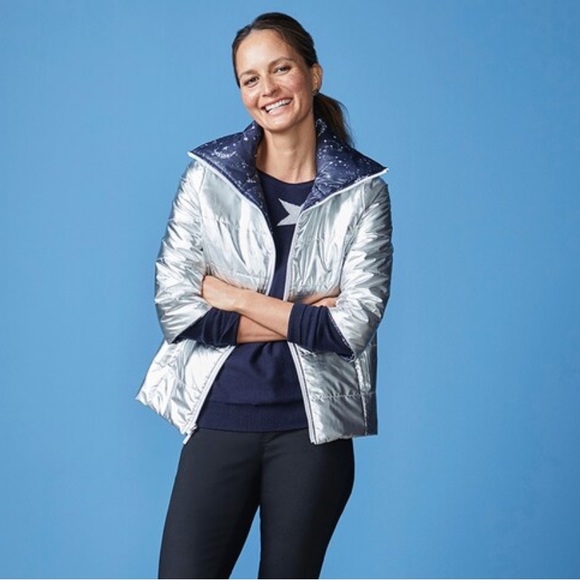 Chico's | Jackets & Coats | Chicos Silver Metallic Zenergy Reversible ...